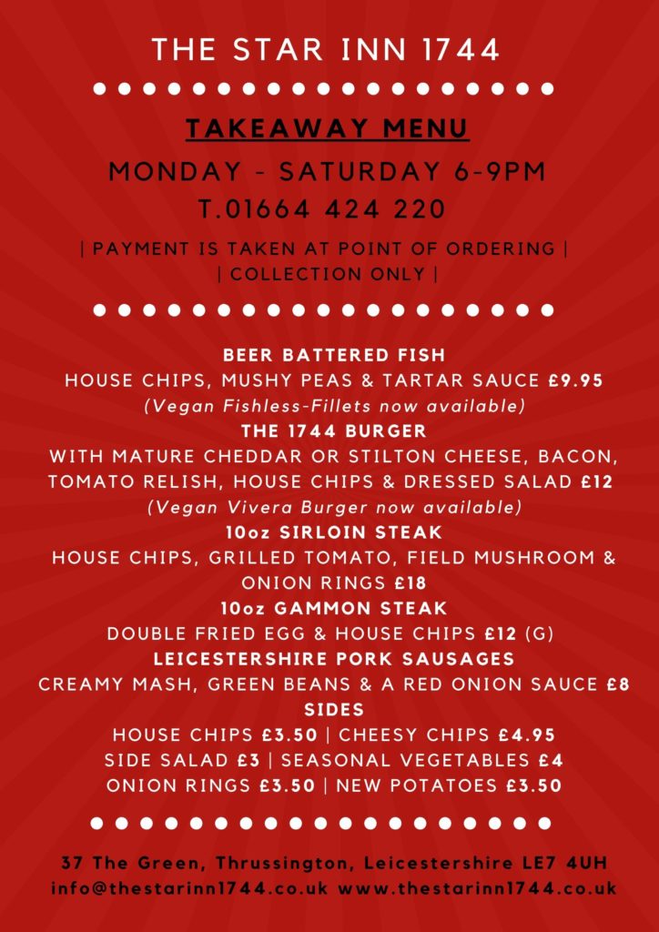 Our Menus - The Star Inn 1744