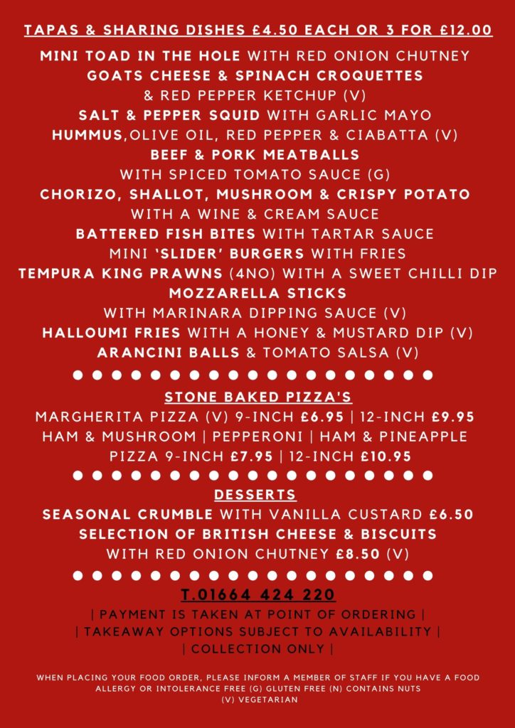 Our Menus - The Star Inn 1744