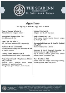 Our Menus - The Star Inn 1744